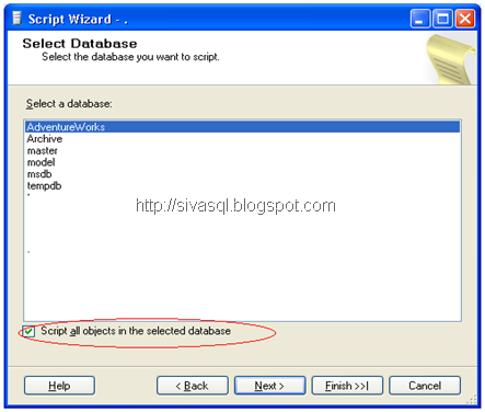 SIVA SQL Server: How to create scripts for an entire database or specific object in SQL Server 2008?